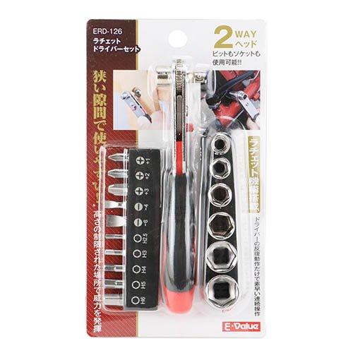 E-Value ラチェットドライバーセット 2WAYヘッド ビット・ソケット使用可能 ERD-126 ( 1セット )/ : 爽快ドラッグ - 通販 - Yahoo!ショッピング