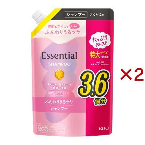 ★まとめ買い★　エッセンシャル　ふんわりうるツヤ　シャンプー　つめかえ用　３００ｍｌ　×24個【イージャパンモール】 エッセンシャル ふんわりうるツヤ シャンプー つめかえ用 ( 1080ml×2