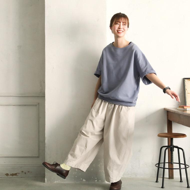 soulberry 肩ひじ張らない、チャーミングなスウェット【ciao!】 レディース プルオーバー 五分袖 半端袖 半袖 ボートネック クルーネック 綿 コットン トップス ...