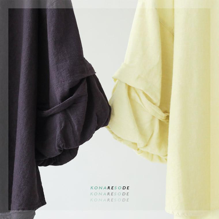 soulberry こなれ袖のプルオーバー レディース ブラウス 半袖 五分袖 5分袖 バルーンスリーブ パフスリーブ リネン混 麻混 トップス : soulberry - 通販 ...