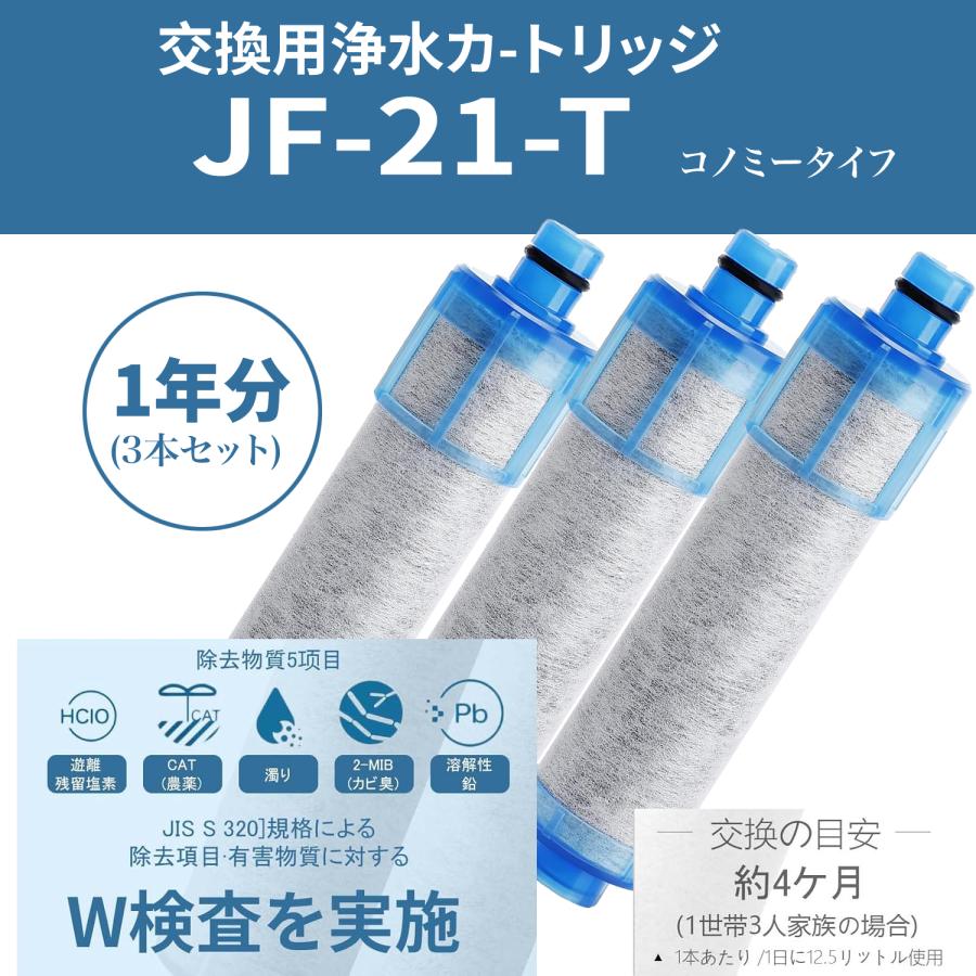 LIXIL JF-21 交換用浄水カートリッジ スタンダードタイプ 12＋1物質＆高塩素除去カートリッジ AJタイプ専用 一体型浄水栓カートリッジ 食品安全検査クリア済み 3本SET ...