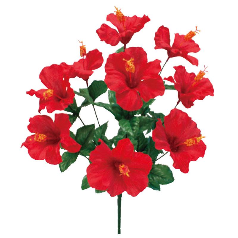 [夏]ハイビスカスブッシュ9本束H47cm・W30cm・花9cm / ハイビスカス トロピカル 装飾 飾り付け イベント パーティー 造花 デコレーション 催事 ディスプレイ : 季節装飾 ...