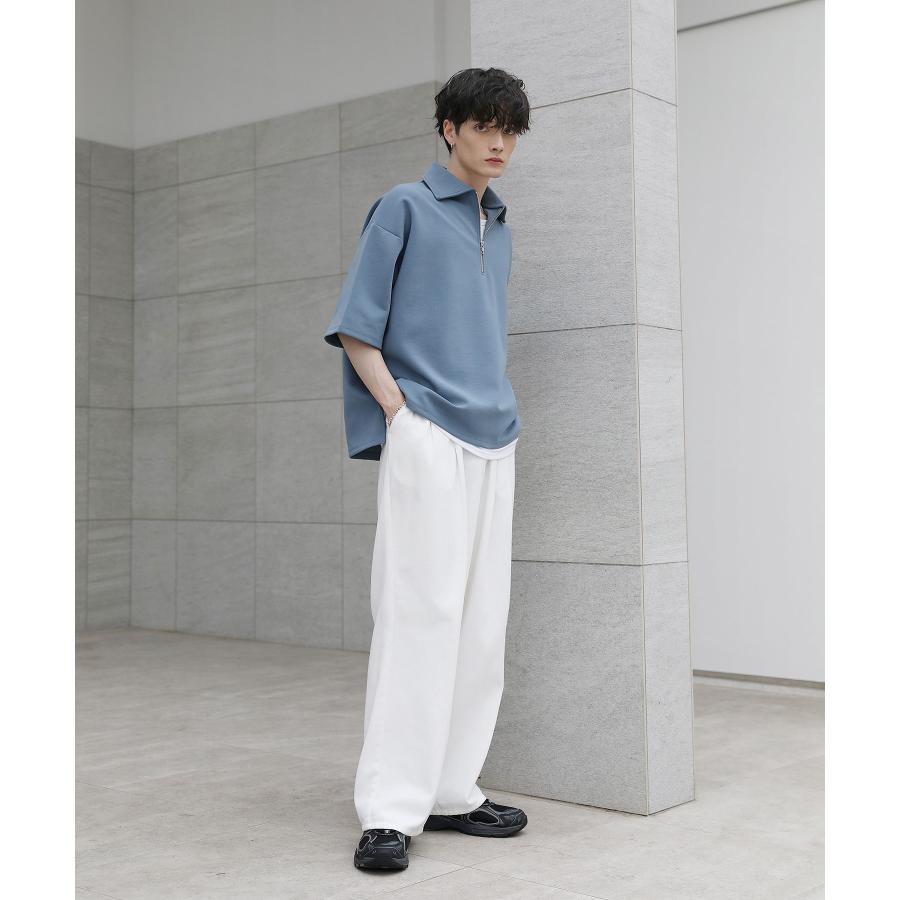 SOYOUS メンズ Tシャツ 半袖 プルオーバー ハーフジップ ビッグシルエット 綿 綿混 ポンチ コットンポンチ サイドスリット 春 夏 : SOYOUS ソユーズ - 通販 ...