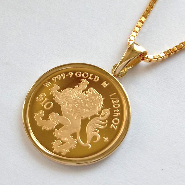 純金 コインペンダント 24金 獅子金貨 1/20オンス(大) 18金 伏 純金 コインペンダント 24金 獅子金貨 1/20オンス(大) 18金 伏