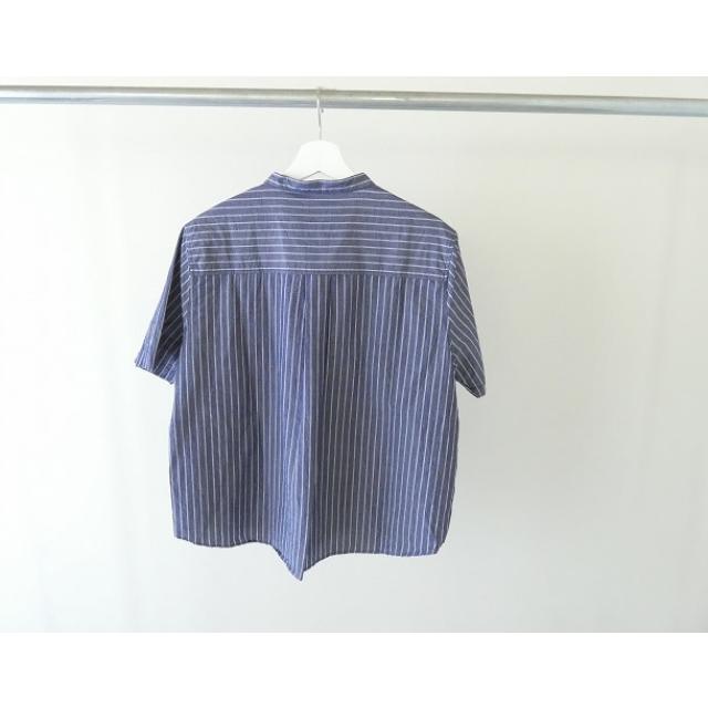 【SALE】Blue Lake Market(ブルーレイクマーケット) コットンリネンボイルワッシャーバックタックストライプシャツ(B ...