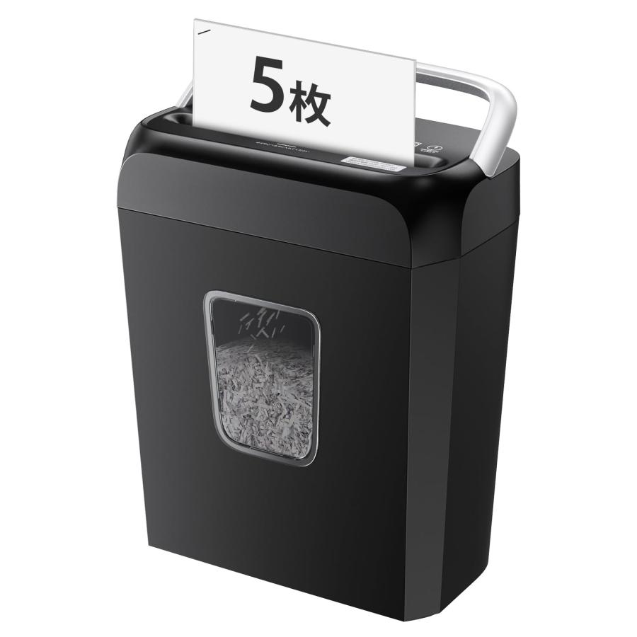 bonsaii シュレッダー 5枚同時細断 連続細断4分 5x18mm細密クロスカット カード類/ホッチキス針/クリップ対応 電動 家庭用 ハンドルア : Spark2号店 - 通販 ...