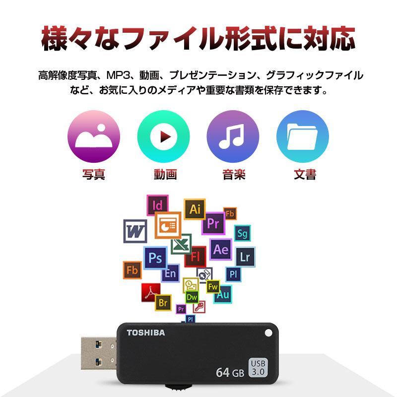 TOSHIBA お買得2枚組 64GB USBメモリー USB3.0 TransMemory U365 R:150MB/s スライド式 ブラック 並行輸入品 翌日配達送料無料 ...