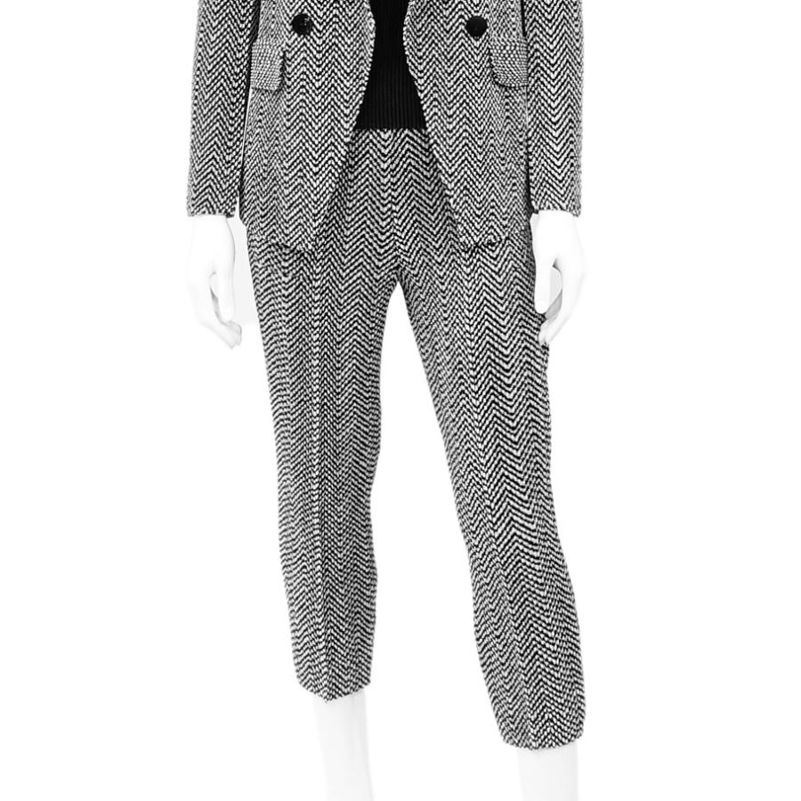 SPECCHIO（スペッチオ） 公式店 テーパードパンツ ヘリンボーン柄 レディース センタープレスパンツ クロップドパンツ ウエストゴム ...