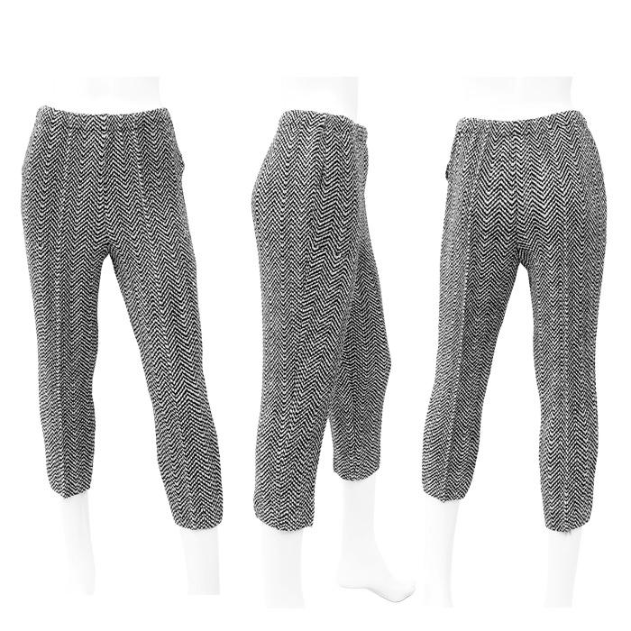 SPECCHIO（スペッチオ） 公式店 テーパードパンツ ヘリンボーン柄 レディース センタープレスパンツ クロップドパンツ ウエストゴム ...
