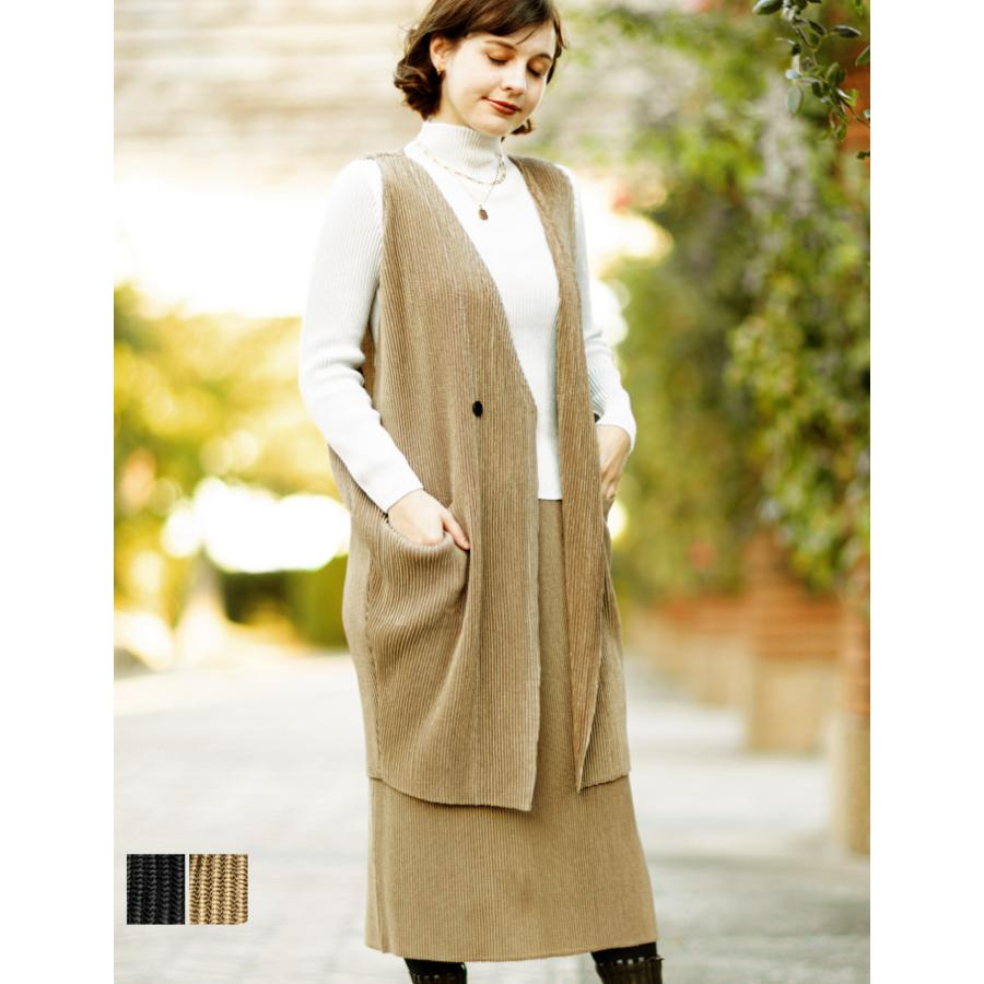 SPECCHIO 公式店 スペッチオ 前開き ロングベスト ロングジレ レディース S M L LL 3L 4L 3-31号 シャトルプリーツ きれいめ ビジネス 旅行 軽量 洗える 速乾 ...