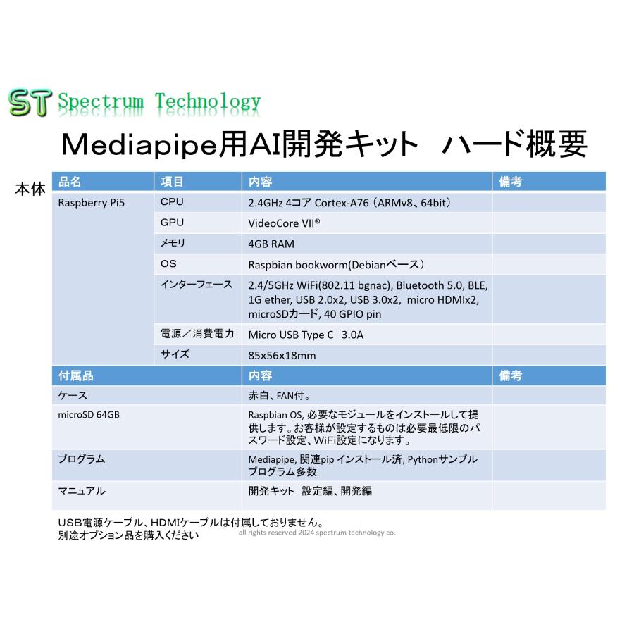 Raspberry Pi5を使った、はじめてのMediapipe用AI開発キット : pi5-mediapipe : スペクトラムテクノロジ・ヤフー店 - 通販 - Yahoo!ショッピング