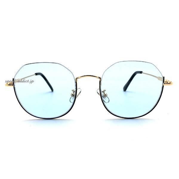 UNDER RIM SUNGLASS GOLD・BLACK × LIGHT BLUE/アンダーリムサングラスライトブルーレンズ伊達眼鏡メガネ ...