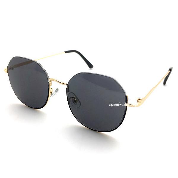 UNDER RIM SUNGLASS GOLD・BLACK × SMOKE/アンダーリムサングラス伊達眼鏡メガネめがね下縁フレームハーフリム逆 ...