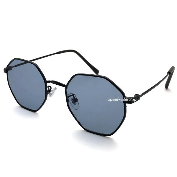 OCTAGON SUNGLASS 艶消しBLACK × LIGHT SMOKE/オクタゴンサングラスマットブラックライトスモークメタルフレーム ...