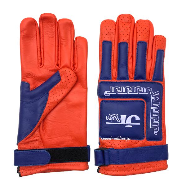 JT Racing USA VINTAGE RACING GLOVE ORANGE × BLUE/レーシンググローブmxグローブモトクロス ...
