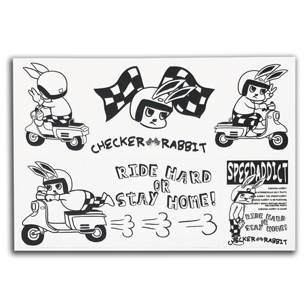 CHECKER RABBIT Sticker Seat A-1 チェッカーラビットステッカーシートラベルシールチェッカーフラッグヘルメット ...