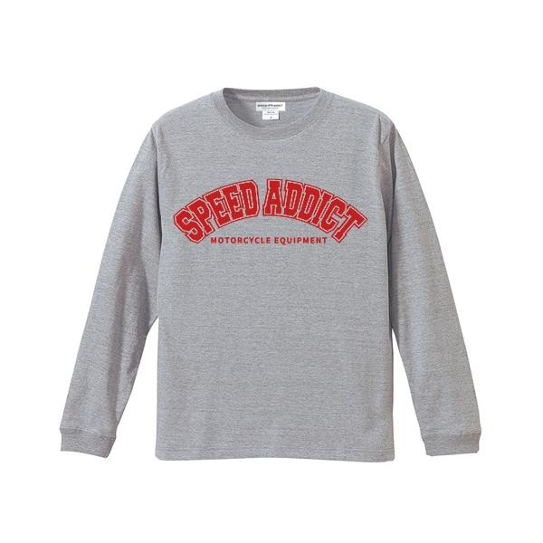 SPEED ADDICT COLLEGE LOGO L/S T-shirt GRAY/霜降りグレー杢カレッジロゴ長袖tシャツロン ...