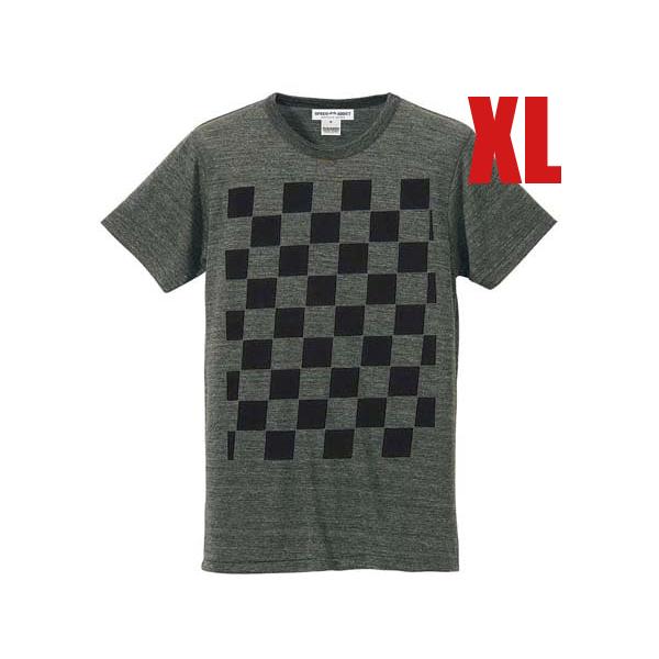 5°CHECKER 染込プリント Tシャツ CHARCOAL×BLACK XL/白黒市松模様チェッカーフラッグ格子柄チェック柄レーシングオフ ...