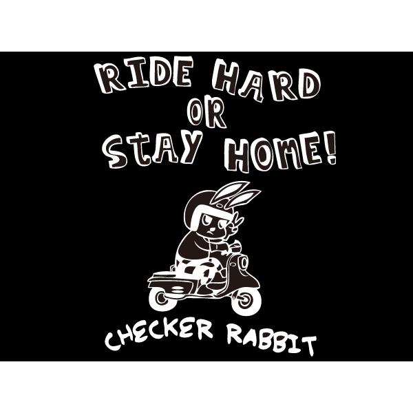 CHECKER RABBIT T-shirt BLACK L/チェッカー富士重工業ラビットスクーターピアジオバイカーバイク乗り60s70s昭和 ...