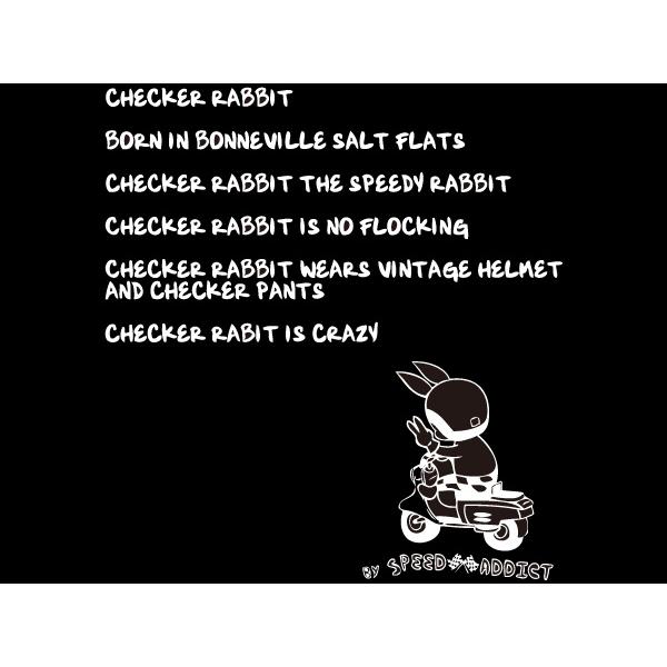 CHECKER RABBIT T-shirt BLACK M/富士重工業ラビットスクーターうさぎ新三菱重工シルバーピジョン125ジュリオ ...