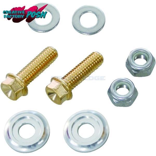 POSH CF CFポッシュ 200673 SUSナンバープレート固定用 軽量ヘッド・スモールフランジ六角ボルト＆ナットセット 24Kメッキ ...