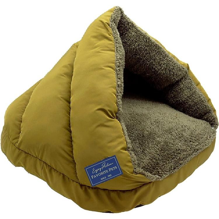 【新品】【即納】【カーキ】ファイン トライアングルベッド 防水 撥水 保温性 アウトドア仕様 小型ペット 寝袋型ベッド Fine ペットベッド ...