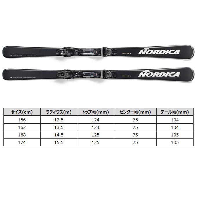 NORDICA ( ノルディカ スキー板 ) 【2023-2024】 SPITFIRE 75 FDT + TP2 COMPACT 10 FDT 【金具付き スキーセット】 :s ...