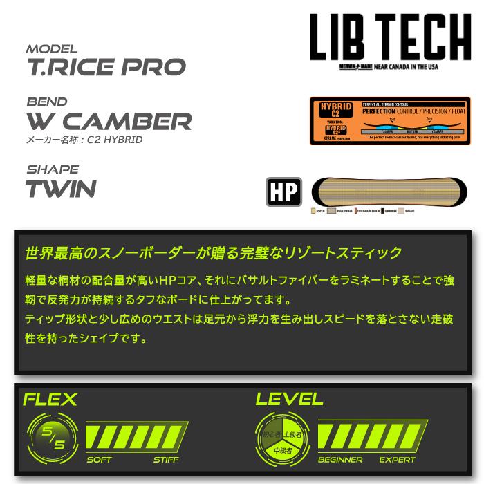 LIB TECH 日本正規品 スノーボード 板 リブテック LIBTECH T.RICE PRO Camber MEN'S トラビス ライス プロ TRAVIS RICE プロモデル ...