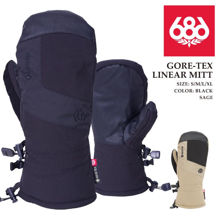 686（シックスエイトシックス） 日本正規品 スノーボード ミット 686 GORE-TEX LINEAR MITT Black・Sage ...