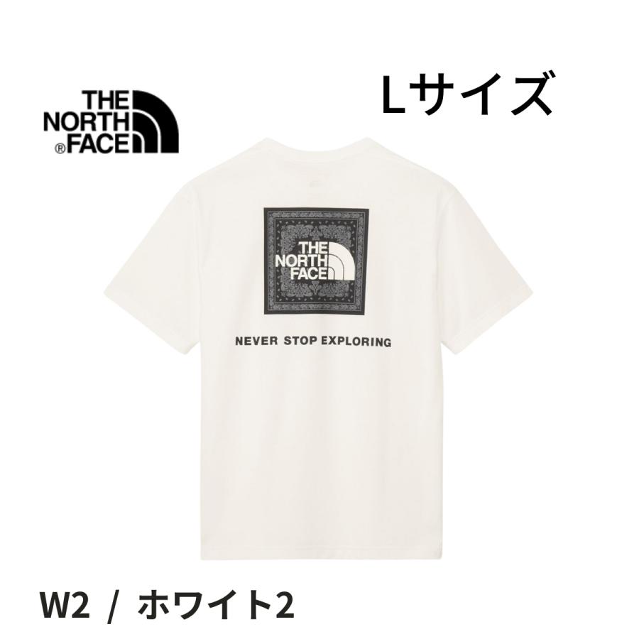 THE NORTH FACE ノースフェイス メンズ W2-Lサイズ ショートスリーブバンダナスクエアロゴティー ホワイト 白 半袖Tシャツ 速乾 NT32446 バンダナ スクエア ロゴ ...