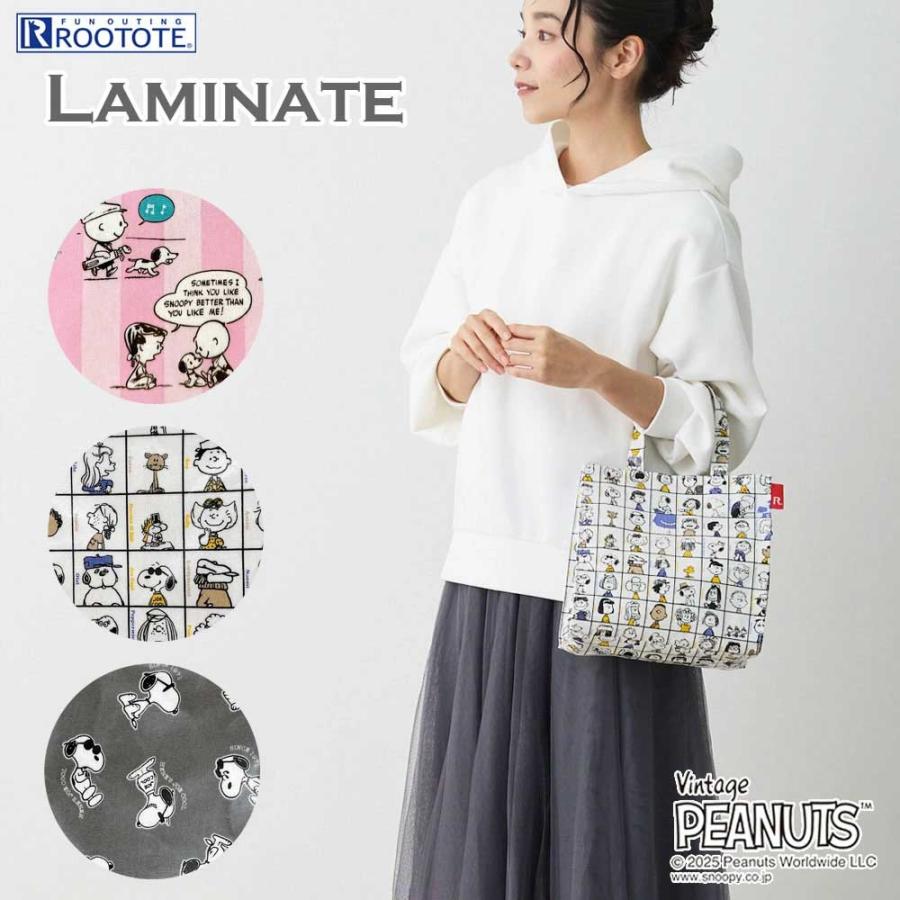 ROOTOTE 2025新作 スヌーピーバッグ ミニバッグ Vintage PEANUTS SQUARE 8431 ルートート IP.スクエア.ラミネート.ピーナッツ-0L ジョー・クール ...