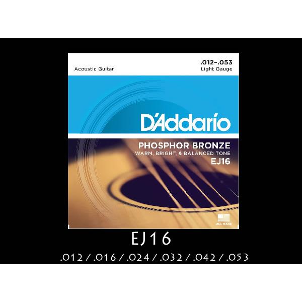 DADDARIO ダダリオ アコギ弦 12-53 EJ16 Light フォスファーブロンズ : SPREAD SOUND スプレッドサウンド - 通販 - Yahoo!ショッピング