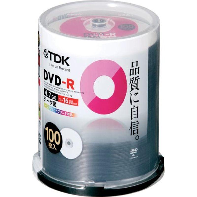 TDK データ用 DVD-R 1-16倍速対応 ホワイトプリンタブル(内径38mm) 100枚 スピンドル DR47PC100PU :20221109083203-00151 ...