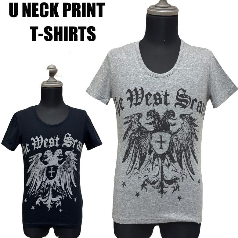 【閉店セール】ストレッチイーグルプリント UネックTシャツ 022-059b 在庫一掃セール ホワイト グレー Sサイズ Mサイズ 小さいサイズ : SPRUCE VASIN - 通販 ...