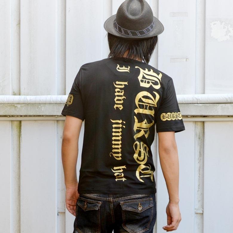 閉店セール】Tシャツ メンズ ロゴ 箔プリント半袖Tシャツ BURST JAPAN