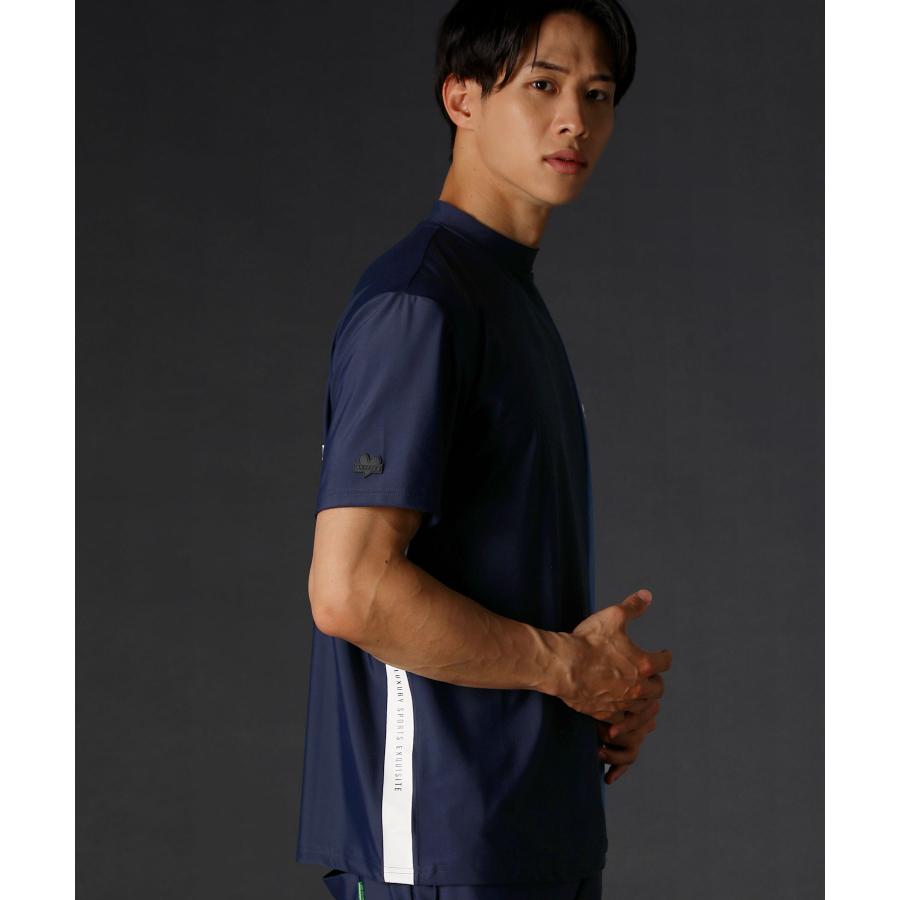 LUXE/R 【セットアップ対応】ゴルフウェア メンズ トップス ハイネック 夏 夏服 接触冷感 吸水 伸縮 速乾 ナイロン ゴルフ 半袖 ストレッチ バイカラー 配色 45988 ...