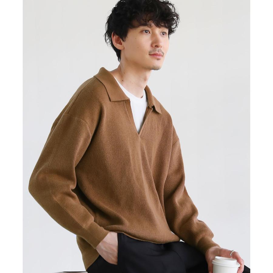 ニット スキッパーニット メンズ 長袖 ウォッシャブル 開襟 伸縮 ニット スキッパーニット メンズ 長袖 ウォッシャブル 開襟 伸縮