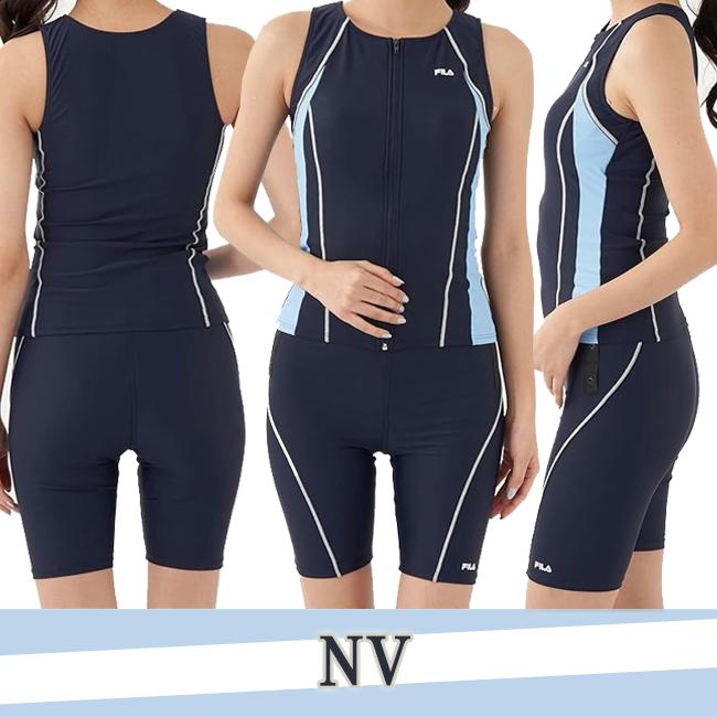 FILA フィラ レディース水着 セパレート水着 タンキニ水着 2点セット 女性用 ファスナー付 フィットネス エクササイズ 313202-1 ...