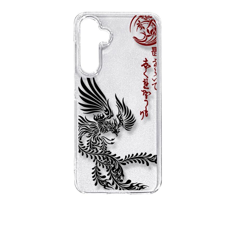 Galaxy A55 5G SC-53E SCG27 ギャラクシー クリア ハードケース ip1040 和柄 鳳凰 鳥 トライバル ブラック ...