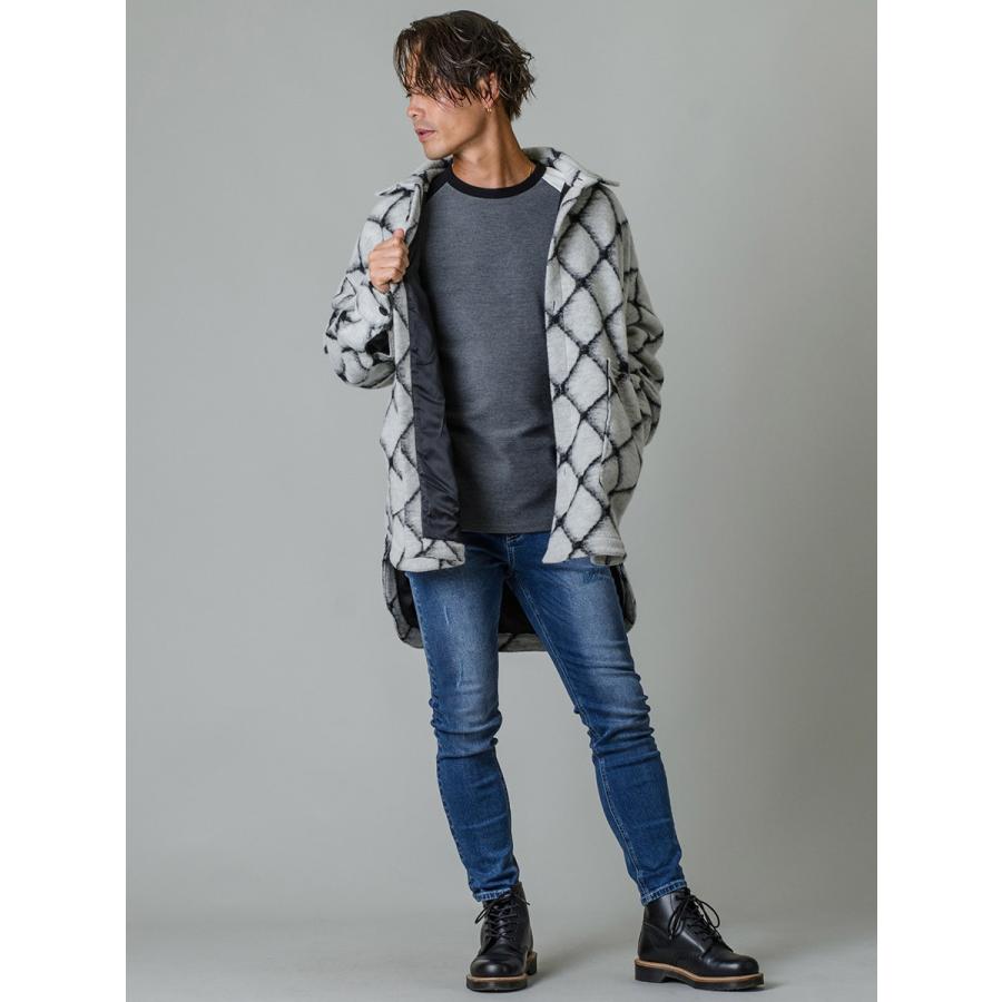 REGIEVO（レジエボ） オーバーシャツジャケット メンズ オーバーサイズ ビッグシルエット バイアスチェック柄 秋冬 グレー ブラック 黒 ...