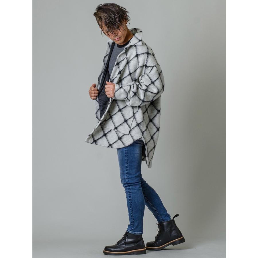 REGIEVO（レジエボ） オーバーシャツジャケット メンズ オーバーサイズ ビッグシルエット バイアスチェック柄 秋冬 グレー ブラック 黒 ...