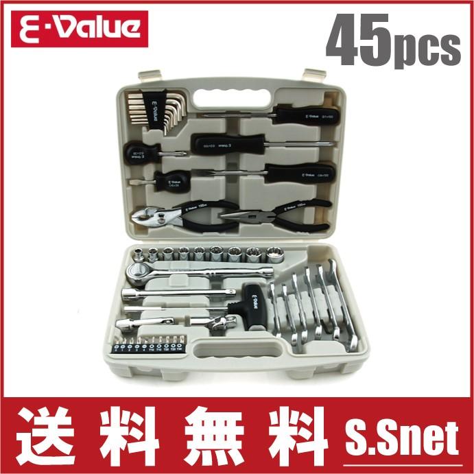 工具セット ツールセット E-Value ETS-45G ケース付 家庭用 スパナセット ラチェットレンチセット 日曜大工 整備 : S.S net - 通販 - Yahoo!ショッピング
