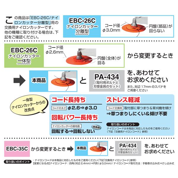 工進 交換用 ナイロンカッター エンジン式草刈り機 EBC-26C/35C用 ナイロンコード10本付き 交換部品 PA-431 : S.S net - 通販 - Yahoo!ショッピング