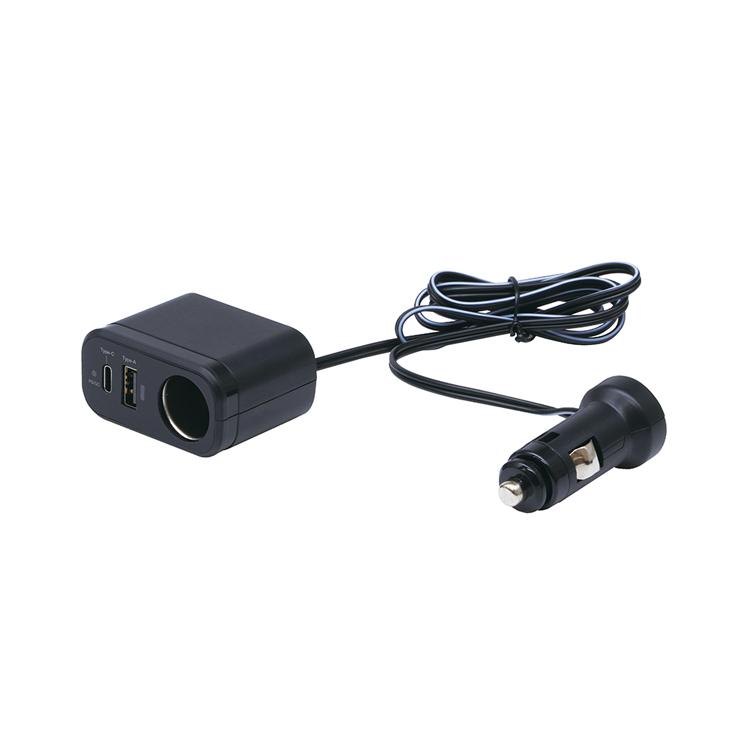 車用 車内 USB増設ソケット 急速充電 USBポート 充電器 コード1m USB Type-A Type-c シガーソケット セパレートタイプ YAC ZE104 : S.S net ...
