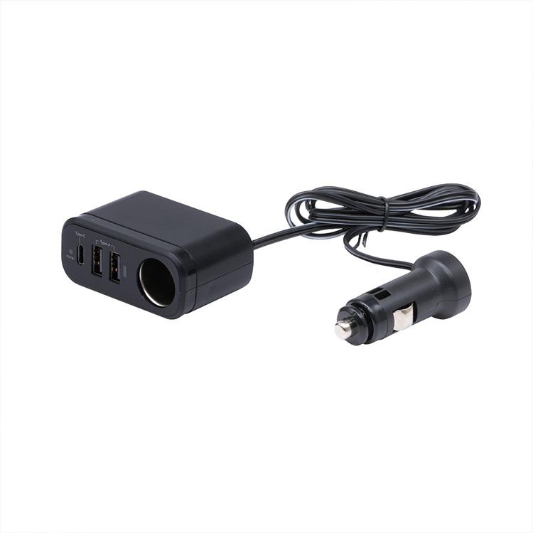 車用 車内 USB増設ソケット 急速充電 充電器 USBポート USB Type-A×2 Type-c コード長1m シガーソケット セパレートタイプ YAC ZE106 : S.S net ...