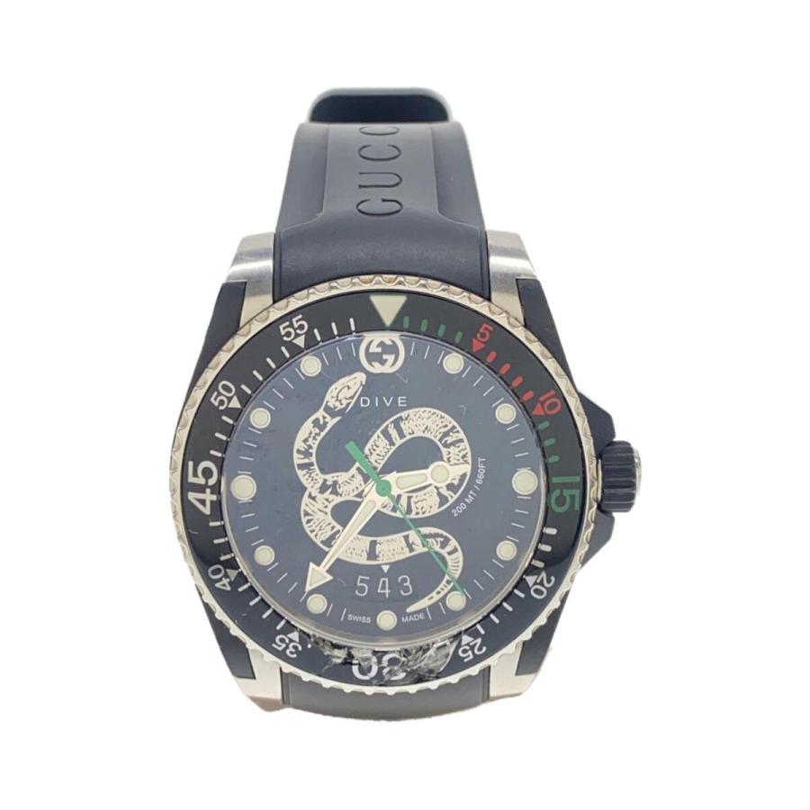 GUCCI ダイブスネークダイバーズ/クォーツ腕時計/アナログ/ラバー/BLK/BLK/YA136323 : セカンドストリートYahoo!店 ...