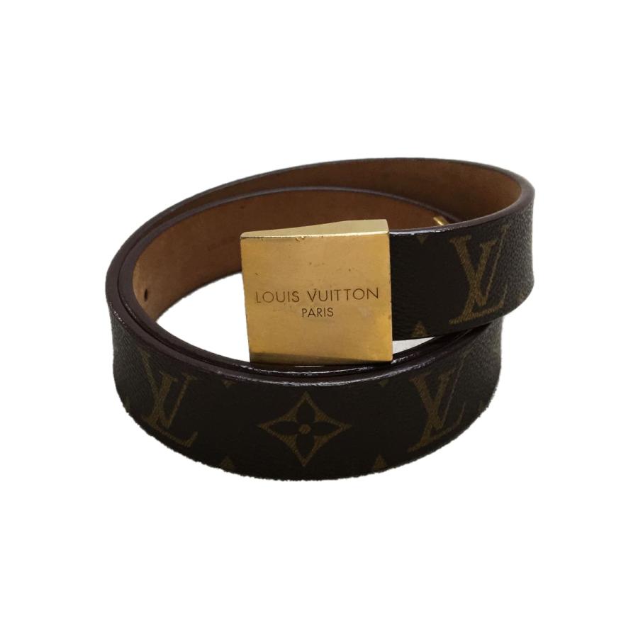 LOUIS VUITTON◇サンチュールキャレ/ベルト/レザー/BRW/総柄 LOUIS VUITTON◇サンチュールキャレ/ベルト/レザー/BRW/総柄