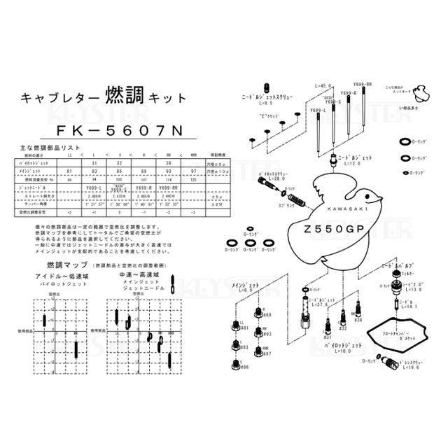 KEYSTER Z550GP キャブレター関連パーツ 燃調キット Z550GP用キャブレター オーバーホール＆セッティングパーツセット キー ...