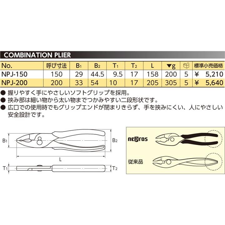 ネプロス：プライヤ（150mm） NPJ-150 : スターフィールズ ヤフー店 - 通販 - Yahoo!ショッピング