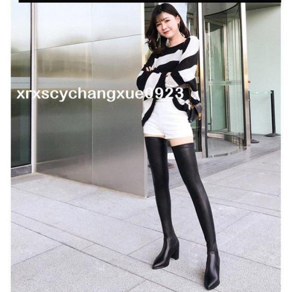 ストレッチブーツ ニーハイ 膝上 超ロング 70cm ブラック レディース 美脚 太ヒール チャンキーヒール ハイヒール 黒 膝上 秋 冬 新作 太くない 品質保証，大得価 ストレッチブーツ ニーハイ 膝上 超ロング 70cm